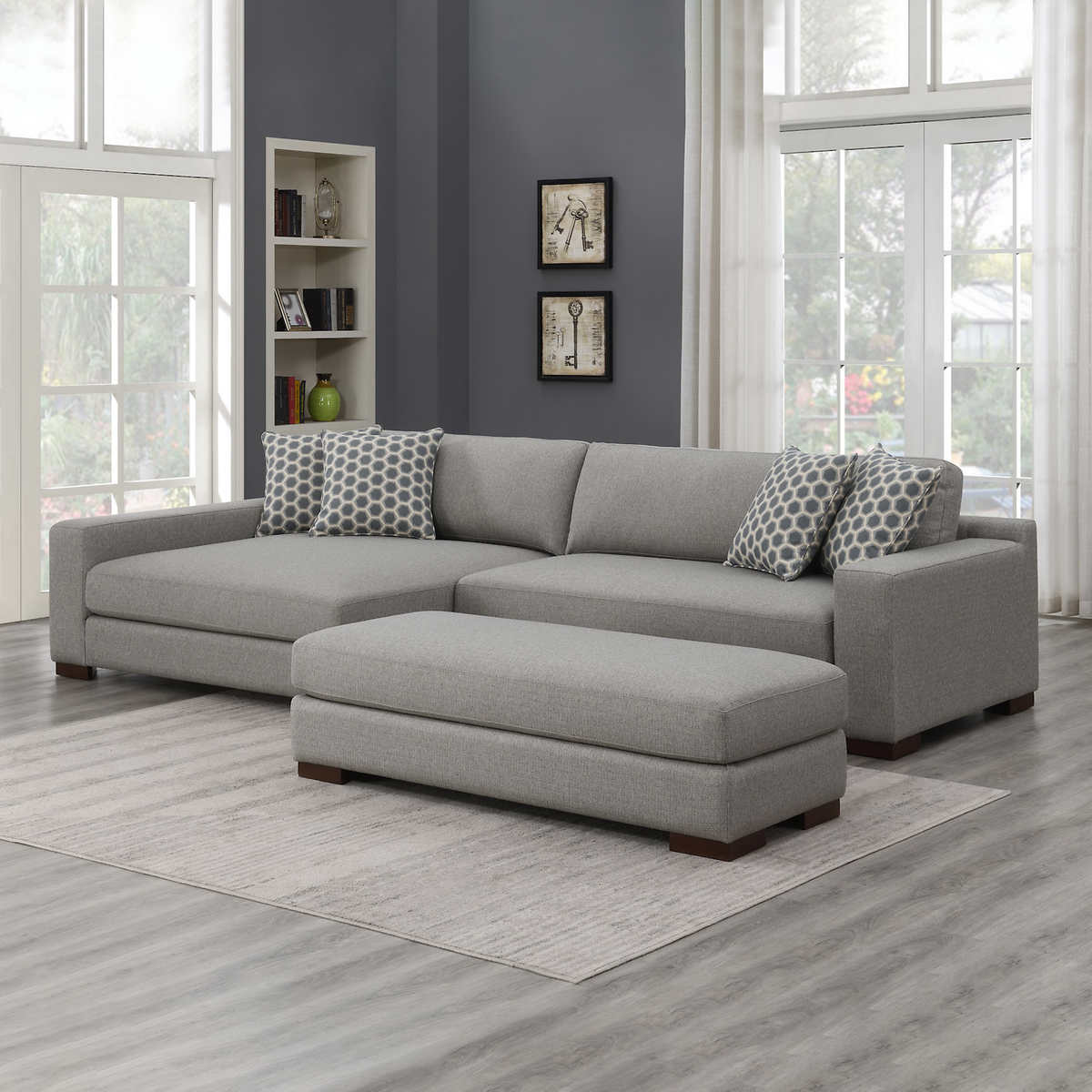 Beech wood Corner sofa with pouf - FAK51 – Chic Homz