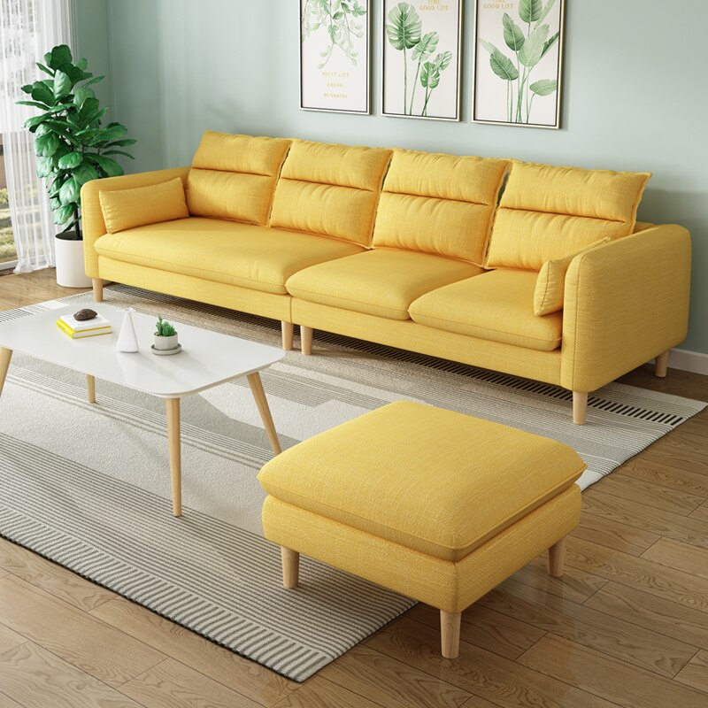 Beech wood sofa and pouffe 75 x 300 cm-SBF41 – Chic Homz